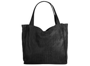 4260543055479 - Shopper SAMANTHA LOOK Damen Gr B H T 35cm x 35cm x 9cm onesize schwarz Leder leicht glänzend unifarben Taschen echt Leder Made in Italy