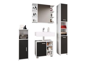 4051814417542 - 4-tlg Badmöbelset Badmöbel Set aus Unterschrank Midischrank Hochschrank und Spiegelschrank Badezimmermöbel - Zalo I