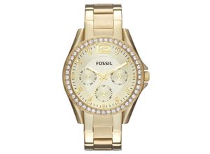 4051432733024 - Multifunktionsuhr FOSSIL RILEY ES3203 Armbanduhren goldfarben Damen Quarzuhren Armbanduhren Quarzuhr Armbanduhr Damenuhr Datum Edelstahlarmband Glassteine