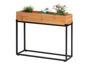 4057651316680 - Hochbeet MCW-L32 Pflanzkasten Blumenkasten Gemüsebeet Holz-Stahl 62x80x16cm ~ Gestell schwarz naturfarben