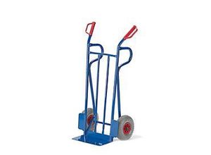 4250448505667 - Stahlrohr-Sackkarre bis 250 kg Vollgummibereifung Sicherheitsgriffe H 1250 x B 600 x T 450 mm enzianblau RAL 5012