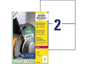 4004182050026 - AVERY Zweckform Ultra-Resistent Etiketten L7916-40 Selbsthaftend DIN A4 Weiß 210 x 148 mm 40 Blatt à 2 Etiketten