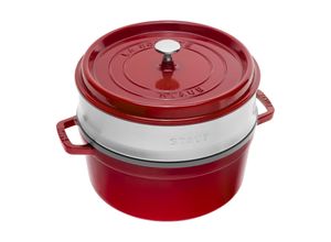 3272340000607 - La Cocotte Cocotte mit Dämpfeinsatz 26 cm rund Kirsch-Rot Gusseisen