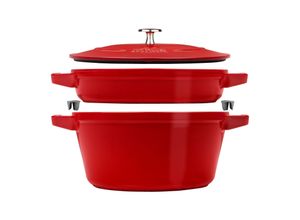 3272340054556 - Stackable Set Kochtopfset 2-tlg rund Kirsch-Rot Gusseisen