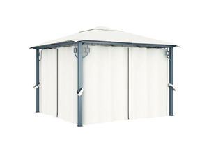 8719883745589 - Bonnevie - Pavillon Familienzelt mit Vorhängen 300 x 300 cm Creme Aluminium vidaXL