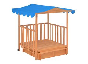 8718475742517 - Bonnevie - Kinderspielhaus mit Sandkasten Tannenholz Blau UV50 vidaXL922952