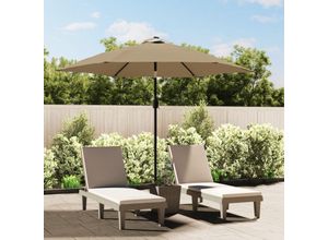 8718475697510 - Bonnevie - SonnenschirmGartenschirm mit LED-Leuchten und Stahlmast 300 cm Taupe vidaXL