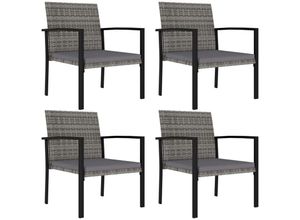 8720286188460 - Bonnevie - 4 Stk Garten-EssstühleGartenstühle Poly Rattan Grau vidaXL