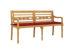 8720286918623 - Bonnevie - Batavia-Bank mit Rotem Kissen 150 cm Massivholz Teak vidaXL301745