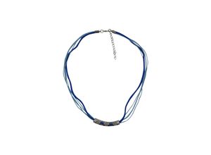 4039787014500 - Modeschmuck Collierkette Textilkette blau mit silberfarbener Schmuckapplikation