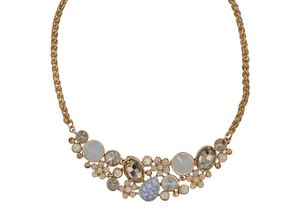 4039787006154 - Modeschmuck Collierkette Metall Mittelteil Blütenzierde gold kristall champagner