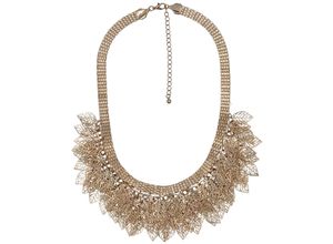 4039787006512 - Modeschmuck Collierkette Metall Metallcollier mit vielen Blättern goldfarben