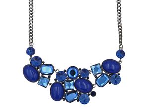 4039787006376 - Modeschmuck Collierkette Metallcollier gewehrf mit blauen Ziersteinen