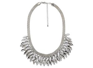 4039787010571 - Modeschmuck Collierkette Metallcollier mit Blattzierde rhodiumf