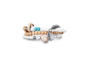 4039787007649 - Armband STEUER Set aus 3 Strech-Armbändern mit Muschelzierde Armbänder Gr 19 Metall beige (champagner) Damen Armbänder Silber