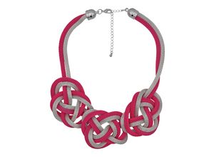 4039787010328 - Modeschmuck Collierkette Metall Collier silber pink aus Meshkette