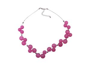 4039787014975 - Modeschmuck Collierkette Rhodiumfarbenes Drahtcollier mit pinkfarbenen Zierperlen