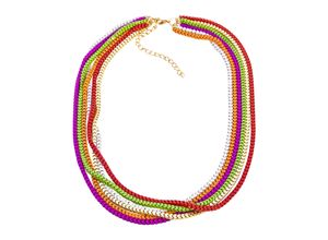 4039787005263 - Modeschmuck Kette Metal multi mehr reihig pink grün orange rot gold weiß