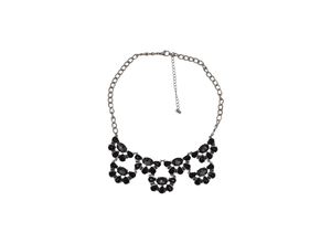 4039787014548 - Modeschmuck Collierkette Collier in Blütenoptik mit schwarzen Strasssteinen