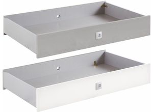 4038061021654 - Schubkasten WIMEX Joker grau (weiß betonfarben lichtgrau) B100cm H16cm T60cm Schubladen 2-teilig für zusätzlichen Stauraum unter dem Bett