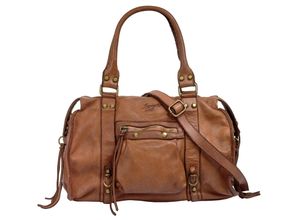 4260543048082 - Shopper SAMANTHA LOOK Damen Gr B H T 34cm x 27cm x 12cm onesize braun (cognac) Leder vintage Taschen echt Leder Made in Italy