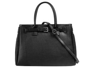 4260543052461 - Henkeltasche CLUTY Damen Gr B H T 40cm x 28cm x 10cm onesize schwarz Leder leicht glänzend unifarben Taschen echt Leder Made in Italy