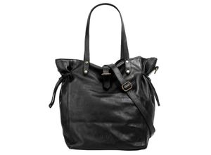 4260543050436 - Shopper FORTY Damen Gr B H T 33cm x 30cm x 23cm onesize schwarz Leder leicht glänzend unifarben Taschen echt Leder Made in Italy