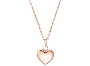 4056867030397 - Kette mit Anhänger SOLIVER Herz 2032598 Halsketten Gr Silber 925 (Sterlingsilber) Länge 45 cm Breite 13 mm rosegold (roségoldfarben weiß) Damen Ketten mit Anhänger Zirkonia (synth)