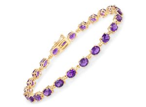 4250877744989 - Armband VIRA JEWELS 925-Sterling Silber vergoldet Glänzend Amethyst lila Armbänder Gr 19cm Silber 925 (Sterlingsilber) gelb (gelb lila) Damen Armbänder