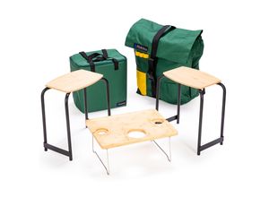 4260607987562 - PICKNICO Picknick Tisch Set + Hocker Rucksack Kühltasche Camping Alu Bambus Holz