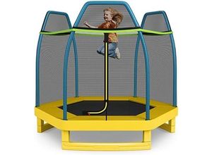 0794094566657 - 223cm Gartentrampolin mit Sicherheitsnetz Trampolin bis 45KG belastbar Indoor- Outdoortrampolin für Kinder ab 3 Jahre Grün - Costway