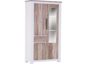 4061915118316 - Vitrine Tampa weiß (weiß natur) B115cm H200cm T48cm Holz teilmassiv Schränke in modernem Vintage Stil