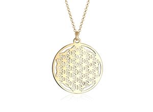 4050878530273 - Kette mit Anhänger ELLI Ornament Lebensblume Symbol 925 Sterling Silber Halsketten Gr 70 ohne Stein Silber 925 (Sterlingsilber) Länge 70 cm goldfarben (gold) Damen Ketten mit Anhänger