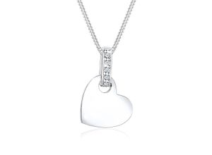 4050878506667 - Collierkettchen ELLI DIAMONDS Herz Liebe Diamant (0025 ct) 925 Silber Halsketten Gr 45 0025 ct mit Diamanten Silber 925 (Sterlingsilber) Länge 45 cm silberfarben (silber weiß) Damen Colliers