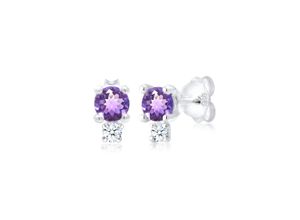 4050878570194 - Paar Ohrstecker ELLI DIAMONDS Amethyst Edelstein Diamant (006 ct) 925er Silber Ohrringe Gr OneSize 0012 carat ct P1 = bei 10-facher Vergrößerung erkennbare Einschlüsse mit Diamanten Silber 925 (Sterlingsilber) silberfarben (silber weiß) Damen Ohrstecker