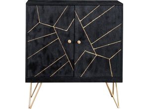 4061915067423 - Kommode Scan schwarz B80cm H87cm T43cm Massivholz Sideboards mit modernen Haarnadel Beinen
