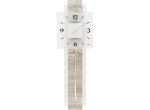 4037445158436 - Pendelwanduhr AMS W7471 Wanduhren Gr B H L 23 cm x 7 cm x 68 cm silberfarben (silberfarben grau) Pendeluhren