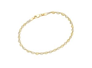 4007810236106 - Armband LUIGI MERANO Armband Singapurkette bicolor Gelbgold 375 Armbänder Gr 19 cm Gelbgold 375 goldfarben (goldfarbig silberfarbig bicolor) Damen Armbänder