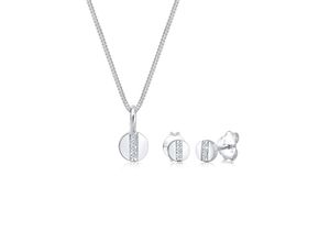 4050878559076 - Schmuckset ELLI DIAMONDS Kreis Geo Form Diamant (005 ct) 925 Silber Figa Schmuck-Sets Gr OneSize silberfarben (silber weiß) Damen Schmucksets