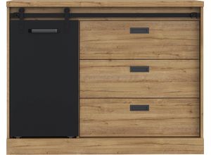 5904767840808 - Kommode FORTE schwarz (waterford eiche schwarz) B1135cm H882cm T52cm Spanplatte Sideboards