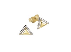 4006046299169 - Paar Ohrstecker VIVANCE 375 Gold zweifarbig Triangel Ohrringe Gr ONE-SIZE Gold bunt (mehrfarbig) Damen Ohrstecker