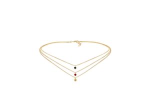 4050878563684 - Collier ELLI Choker 3-reihig Kristalle Silber Halsketten Gr 36 Silber 925 (Sterlingsilber) Länge 36 cm rot (rot grau) Damen Colliers