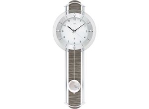 4037445156470 - Funk-Pendelwanduhr AMS F5304 Wanduhren Gr B H L 24 cm x 6 cm x 60 cm silberfarben (braun schwarz silberfarben) Pendeluhren