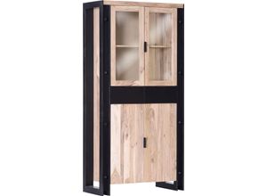 4061915054713 - Vitrine Building schwarz (natur schwarz) B90cm H180cm T40cm Glas Massivholz Schränke im Industrial Design