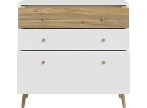 5904767845018 - Kommode Harllson EasyKlix by Forte weiß (weiß mauvella eiche) B898cm H865cm T415cm FSC-zertifizierter Holzwerkstoff Sideboards die neue geniale Art Möbel aufzubauen
