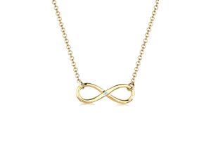 4050878553920 - Collierkettchen ELLI DIAMONDS Infinity Pure Diamant (003 ct) 925 Silber Halsketten Gr 0006 carat ct mit Diamanten Silber 925 (Sterlingsilber) Länge 45 cm goldfarben (gold weiß) Damen Colliers