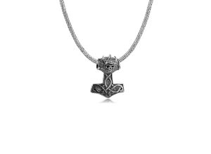 4056261090164 - Kette mit Anhänger KUZZOI Herren Thor´s Hammer Keltischer Knoten 925 Silber Halsketten Gr 50 ohne Stein Silber 925 (Sterlingsilber) Länge 50 cm silberfarben (silber) Herren Ketten mit Anhänger