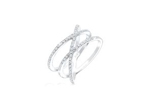 4050878500108 - Fingerring ELLI Verschlungen Kristalle 925 Silber Fingerringe Gr 52 mm mit Steinen Silber 925 (Sterlingsilber) 12 mm weiß (weiß weiß) Damen Fingerringe