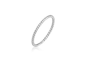 4050878587451 - Fingerring ELLI PREMIUM Twisted Gedreht Basic Minimal Look 585 Weißgold Fingerringe Gr 52 mm ohne Stein Weißgold 585 15 mm silberfarben (silber) Damen Fingerringe