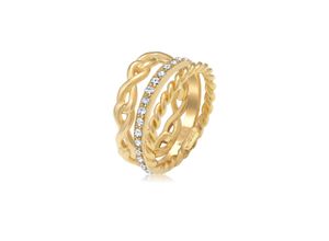 Image of Solitärring ELLI "Ring Set Infinity Kristalle 925 Silber" Fingerringe Gr. 52 mm, mit Steinen, Silber 925 (Sterlingsilber), goldfarben (gold, weiß) Damen Solitär Ringe
